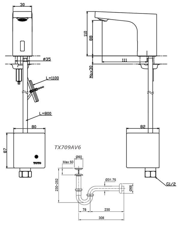 Vòi chậu rửa mặt TOTO TTLA102/TTLE101E2L/TVLF405 - Kidohomes